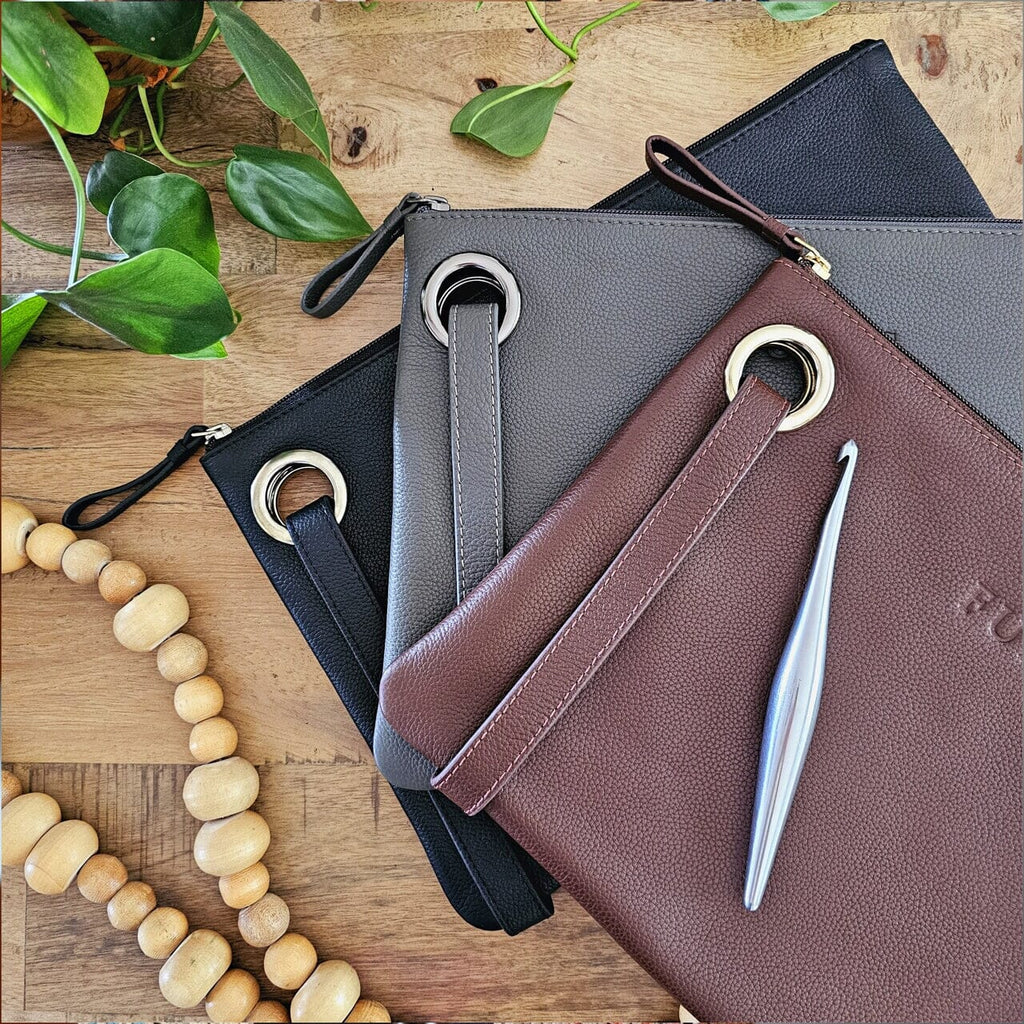 Blair Leather Hook Clutch | Furls Crochet – FurlsCrochet