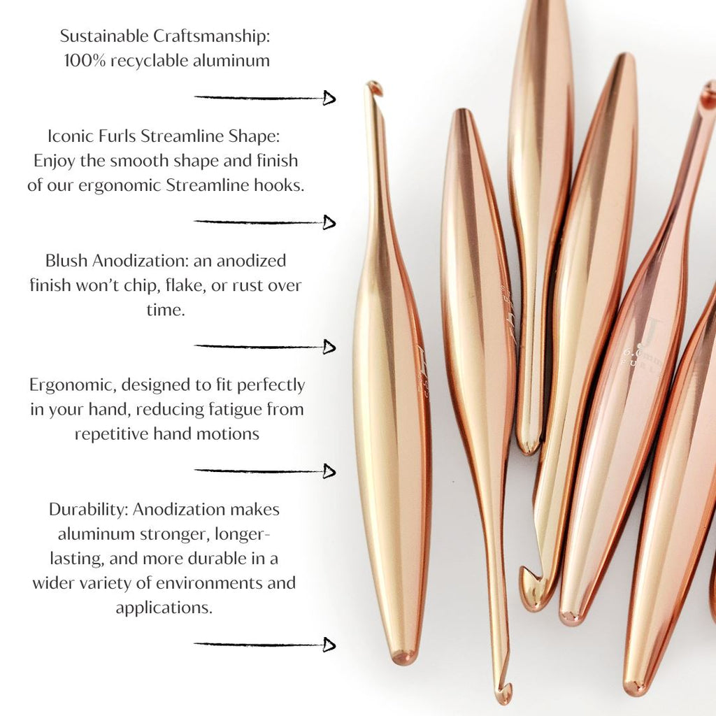 Blush Streamline Metal Crochet Hooks – FurlsCrochet